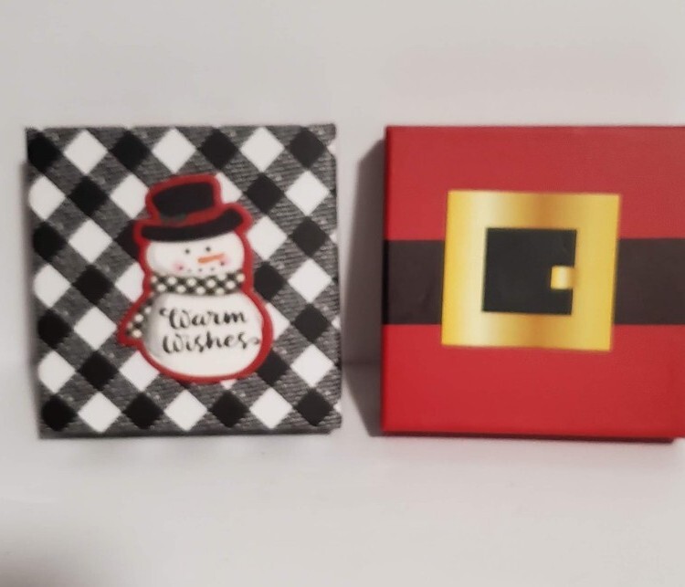 Set of 2 Gift Box Snowman Santa Belt 3.5 x 1 Jewelry Gift Cards ...