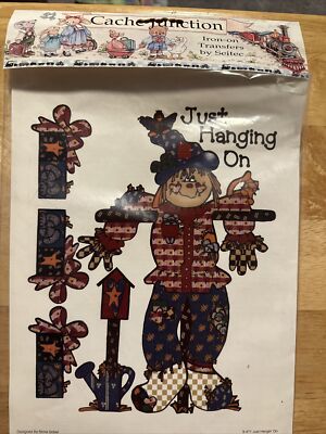VTG Cache Junction Iron-on Transfer Harvest Greetings Scarecrow Garden ...