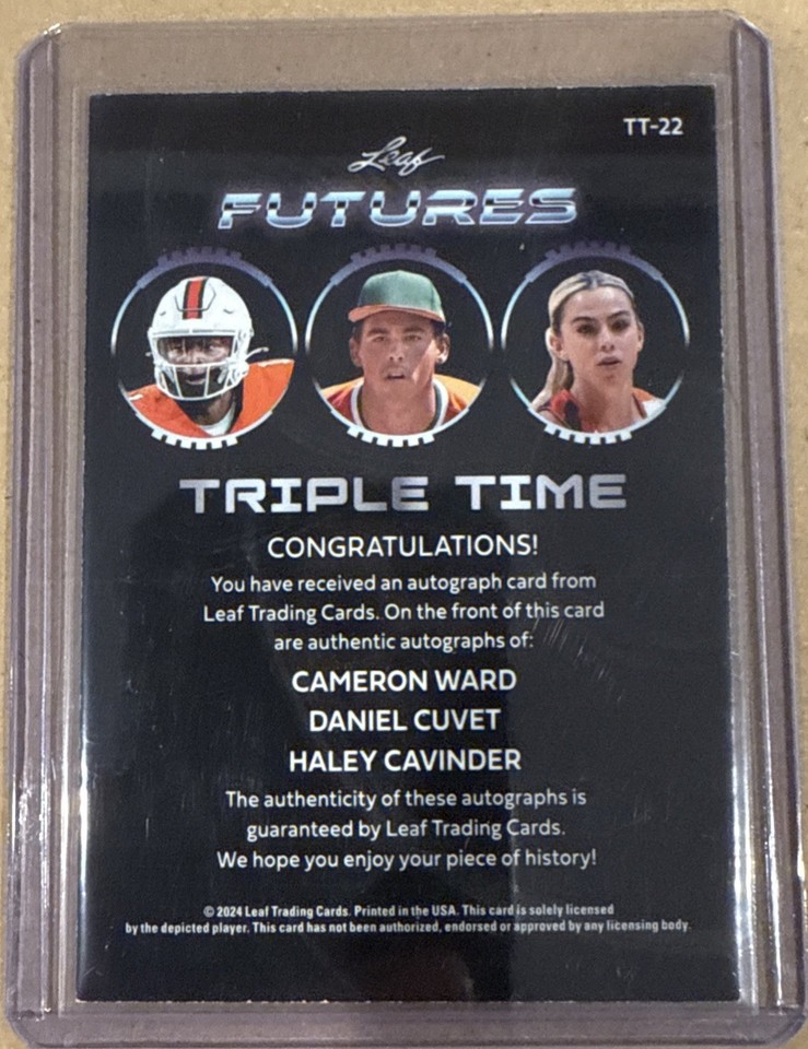 2024 Leaf Futures Triple Time Auto Cameron Ward, Daniel Cuvet, Haley ...