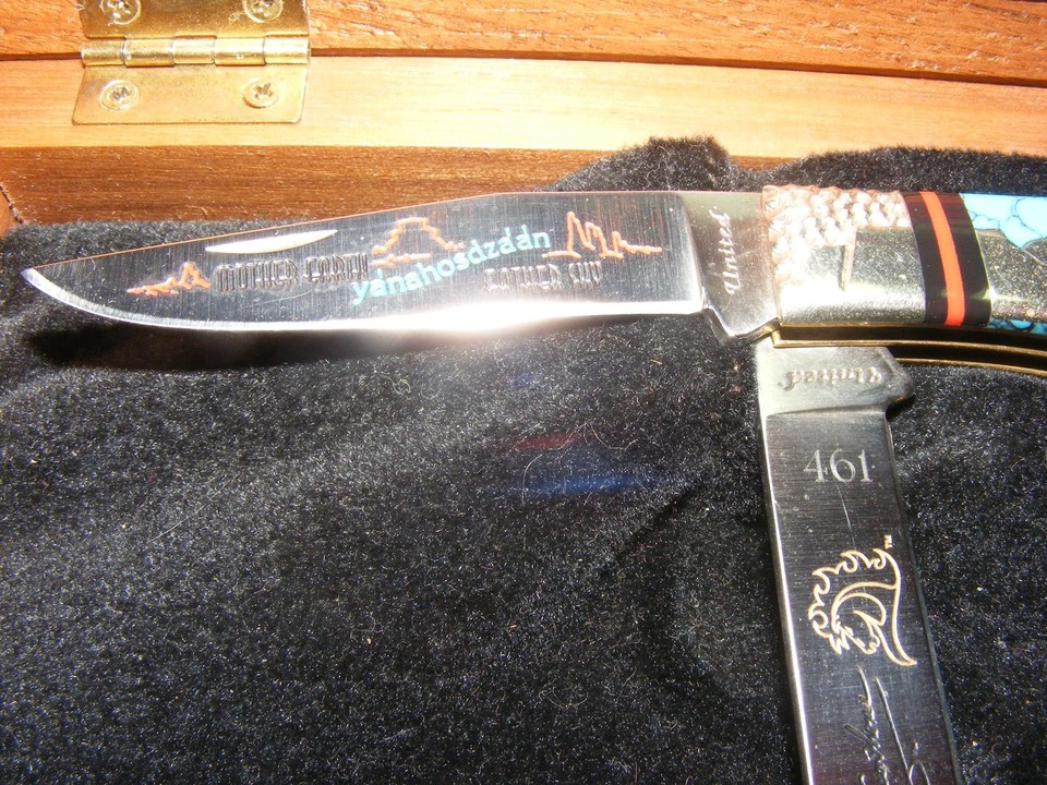 David Yellowhorse Mother Earth Fater Sky 2 blade folding knife Limited ...