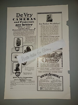 DeVry Cameras and Projectors Movie or Still Vintage 1929 6x10 Magazine ...