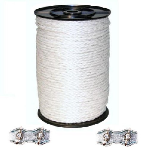 6MM WHITE ELECTRIC POLY ROPE - 400m Roll Fence Fencing Horse Paddock 6 ...