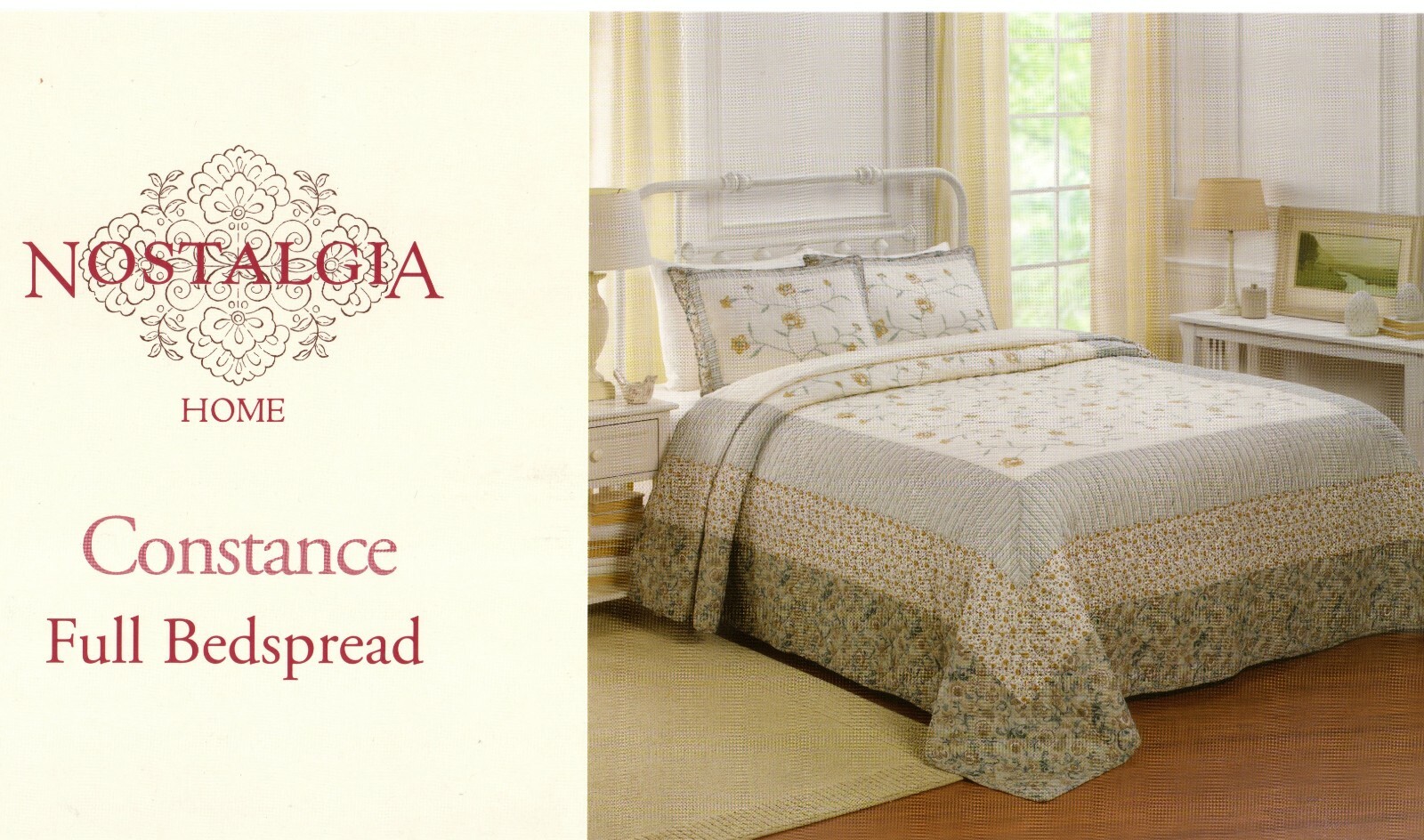 Nostalgia Heritage Full Bedspread Constance Floral Diamond Quilted ...