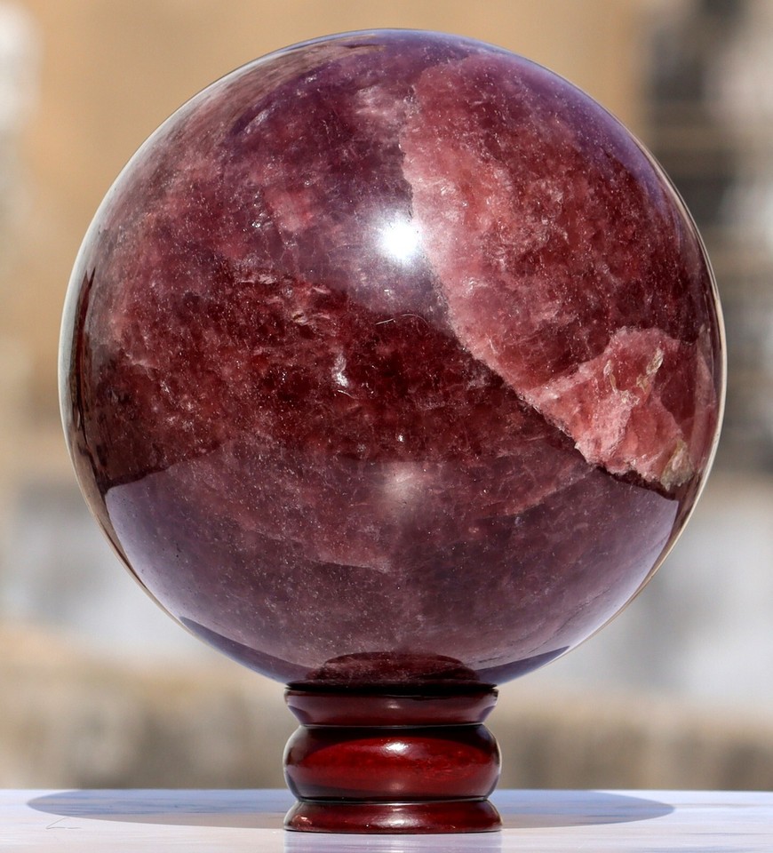 170MM Pink Strawberry Quartz Crystal Sphere Healing Stone Spiritual ...