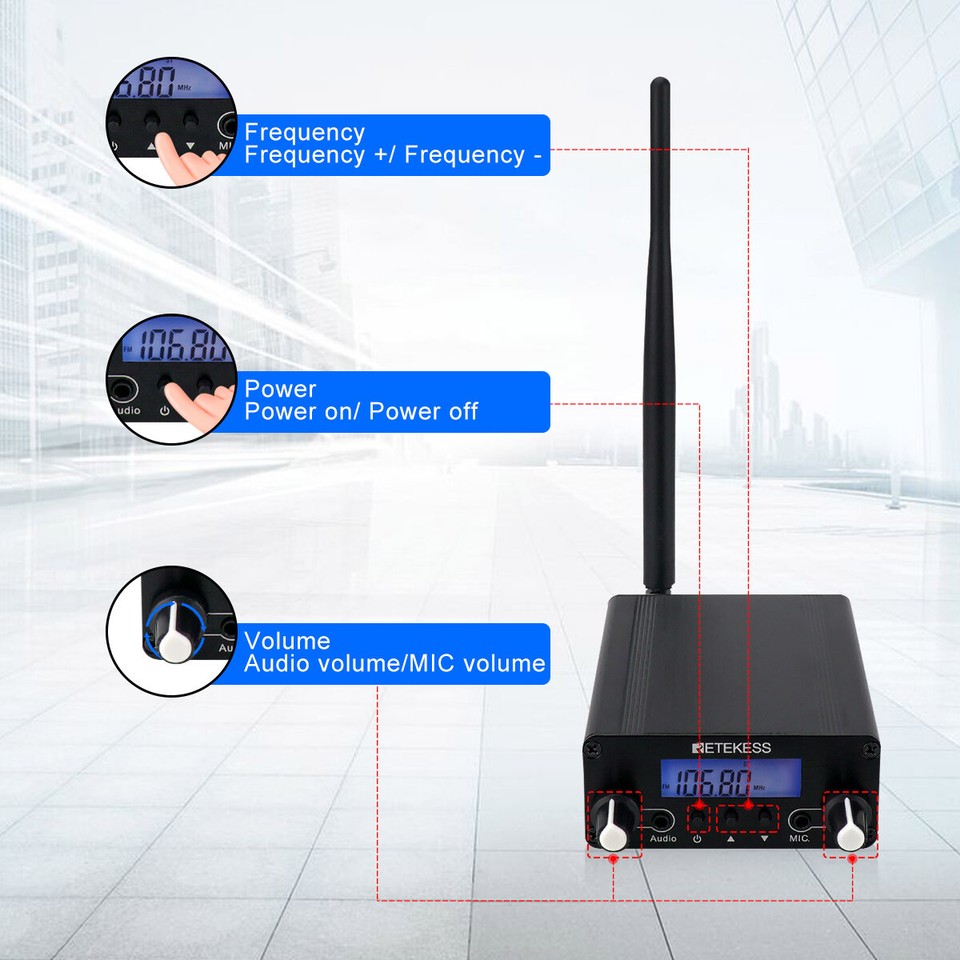 Retekess TR508 FM Transmitter Broadcast Stereo Radio Station 20 ...