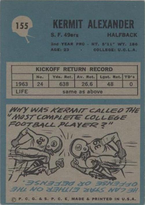 1964 Philadelphia Kermit Alexander #155 for sale | eBay