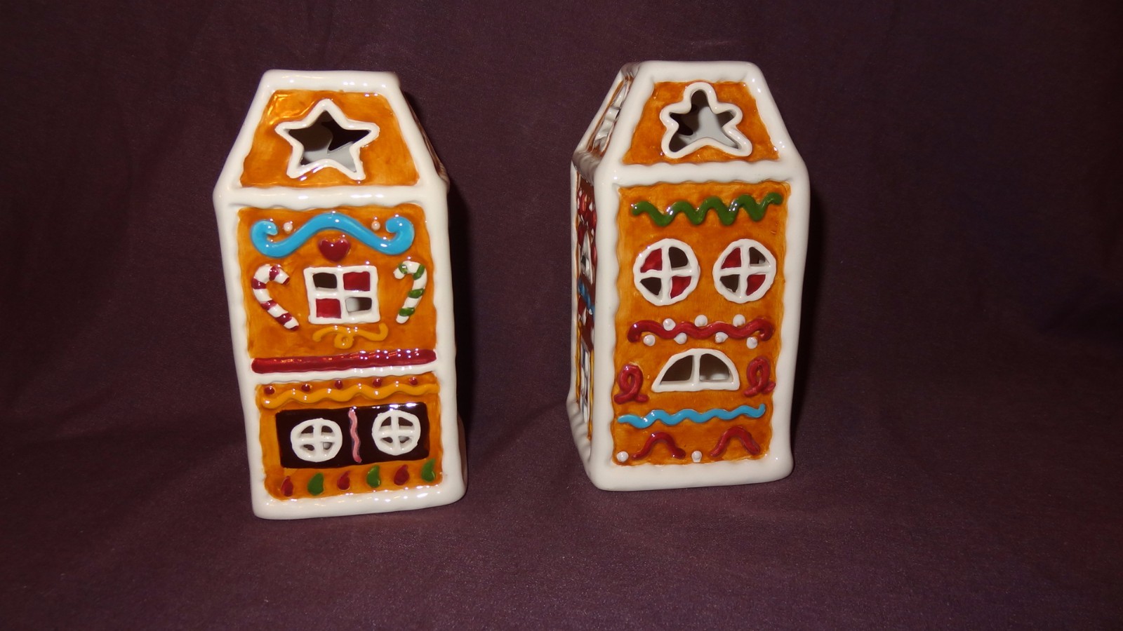 Pair Gingerbread House Tea Light Candle Holder Christmas Holiday Ganz ...