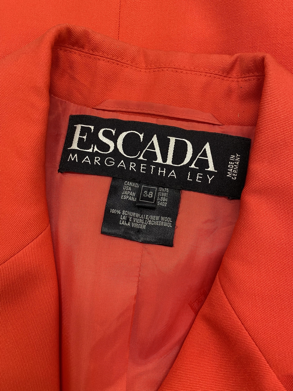 Vtg 80s 1980s Escada Designer Poppy Red Gold Nautical Boss Babe Blazer ...