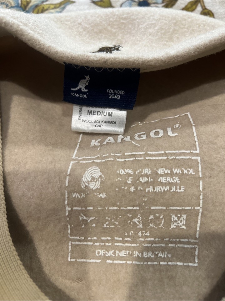 Kangol Mens Large 100% Wool Felt Beige Newsboy Cabbie Scally Cap Hat ...