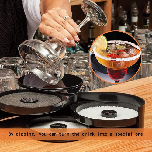 1 Pack 3 Tier Bar Glass Rimmer for Margarita Salt Rimmer-Plastic, Black ...