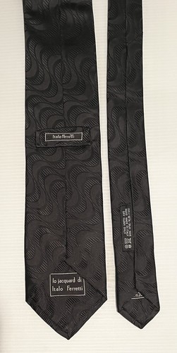 ITALO FERRETTI Mens Formal Jacquard Black Tie-Scrolling Wavy Tapestry ...