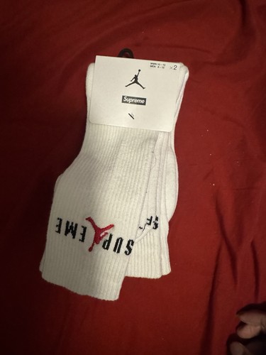 SUPREME x JORDAN CREW SOCKS (2 Pairs) / White / Large / SOLD OUT 🔥 | eBay