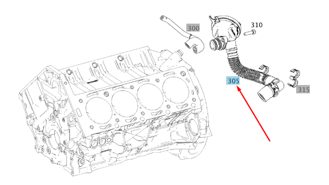 Mercedes-Benz C-class W204 Breather Hose Pipe A1560100370 6.2 Petrol ...