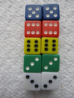 LOT OF 10 BOARD CARD GAMES REPLACEMENT PIECES PLASTIC DICE MULT COLORS ...