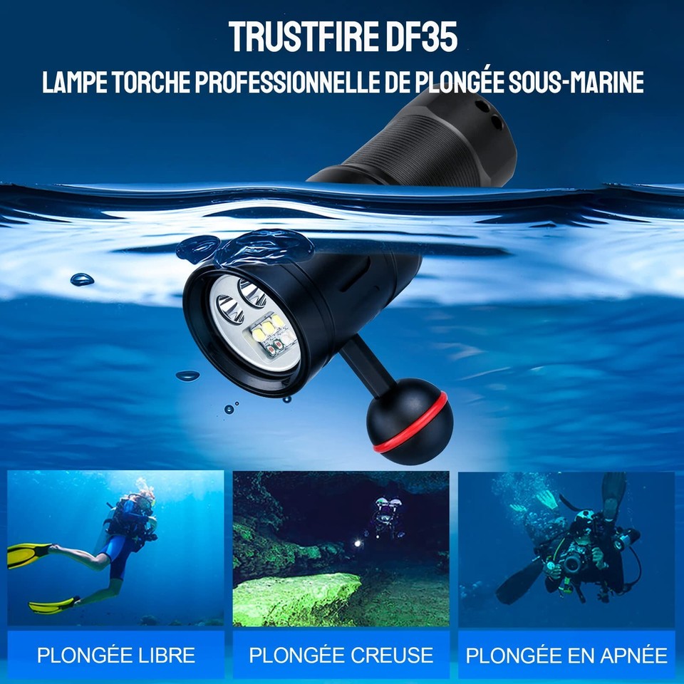 TrustFire Scuba Diving Light 2350 Lumens Dive Lights Underwater 100m ...