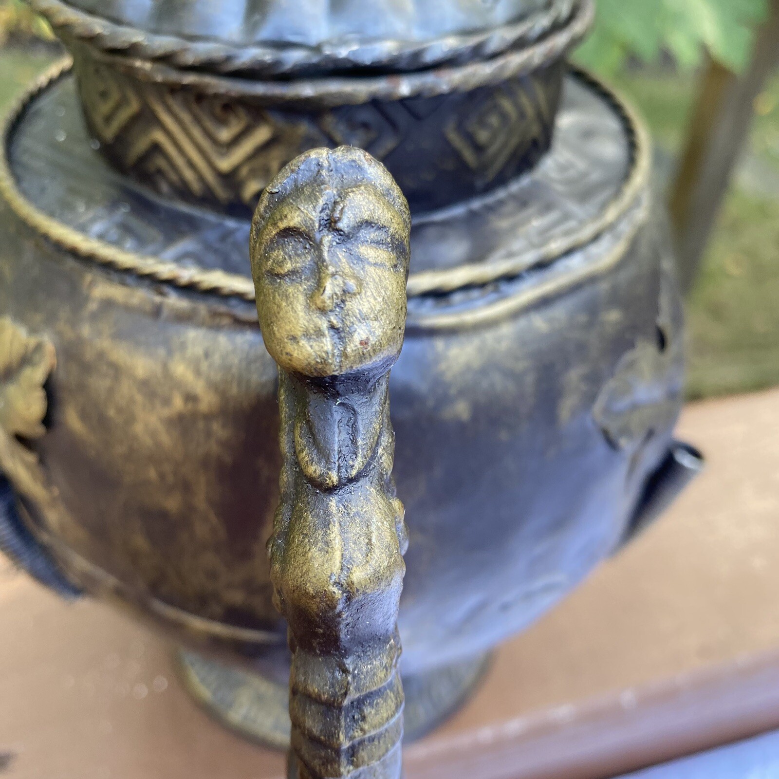 Large Beautiful Tin Aluminum Vintage Style w/ grape Vines design Tea ...
