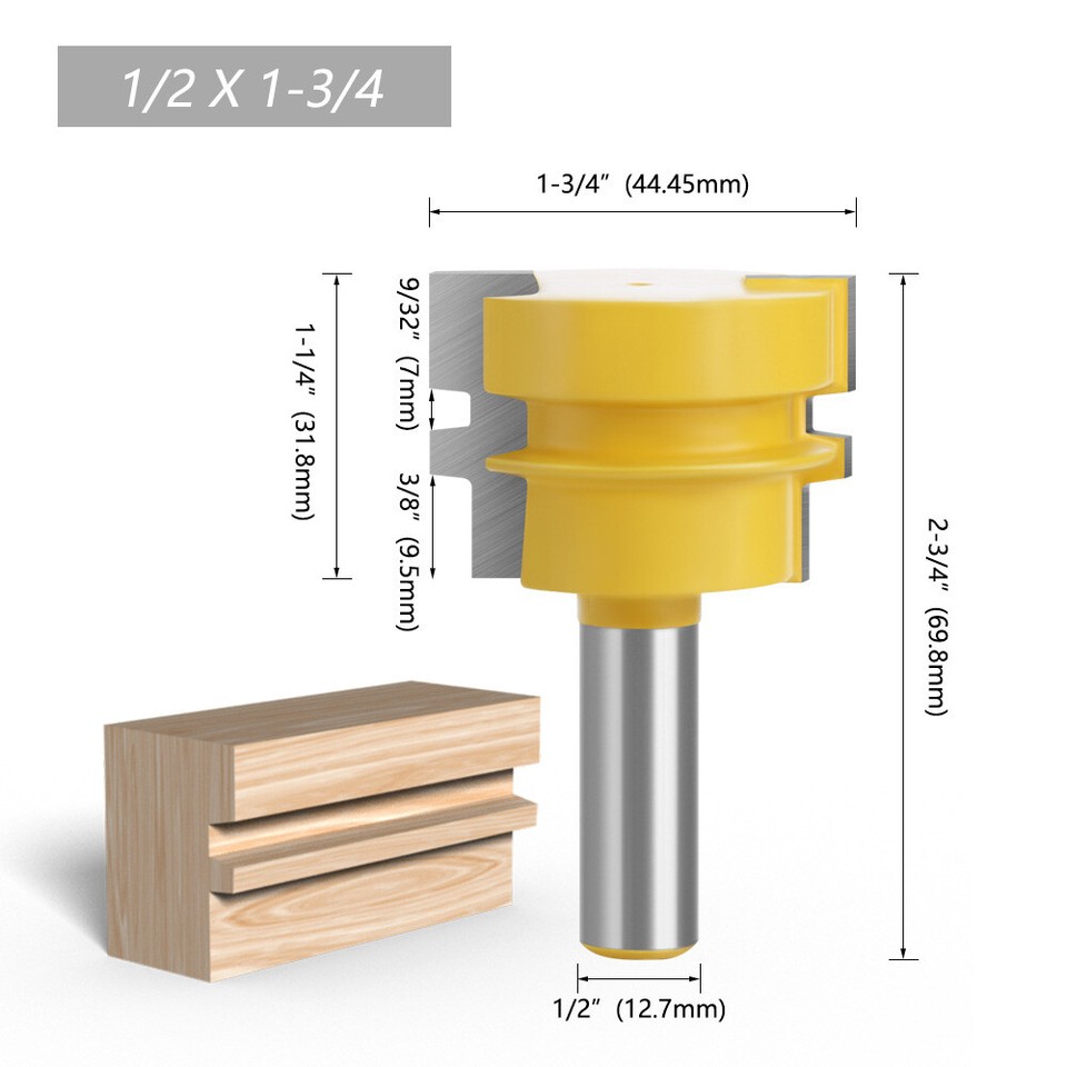 Lock Miter Router Bit Tenon Joint Woodworking Cutter Groove 1/2 Shank ...
