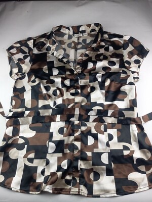 Cato Women's Large Blouse Rn#37080 Geometric Pattern With Matching Belt ...