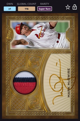 Topps BUNT DIGITAL Reverence 2020 MARK McGWIRE Gold AWARD Super Rare ...