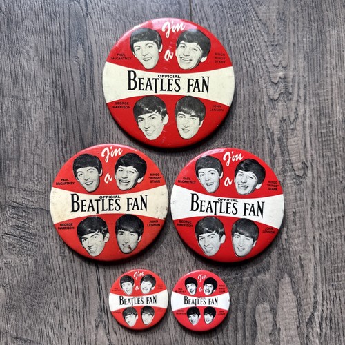 Im A Beatles Fan Ser Of 5 Original Pinback Pin Buttons 1960s Fan Club ...