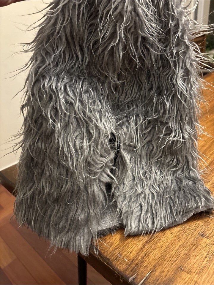 WEREWOLF Gray Wolf Dog Snarling Mask Realistic Adult Faux Fur Halloween ...