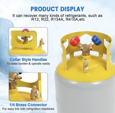 Empty Refrigerant Recovery Tank for R12 R22, R134A, R410A Refrigerant ...
