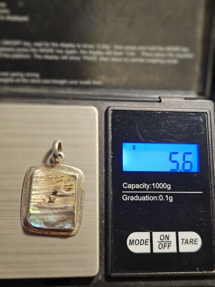 Vintage Nice Beautiful Sterling Silver Art Deco Abalone Shell Pendant # ...