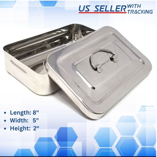 NEW Stainless Steel Dental Box Tray Holder Case Lid Storage Medical ...