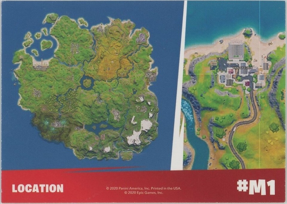 2020 Panini Fortnite Series 2 Craggy Cliffs Location Map #M1 | eBay