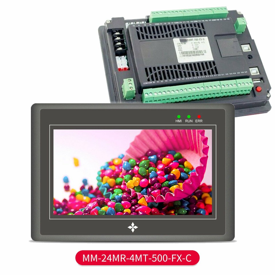 5In HMI Touch Screen PLC Controller Programmable Logic MM-24MR-4MT-500 ...