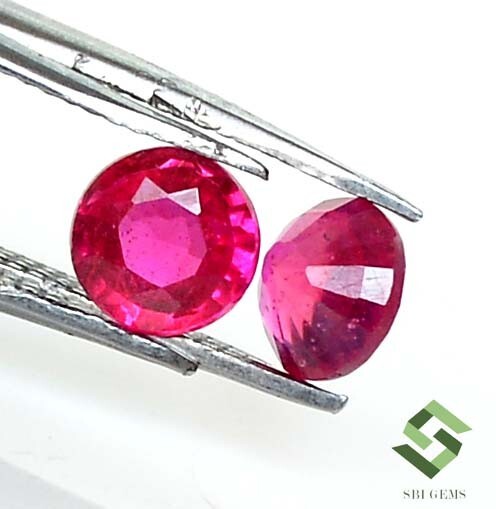 5 mm Natural Ruby Round Cut Pair 1.26 CTS Mozambique Loose Gemstones GF ...