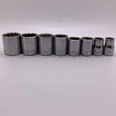 Vintage Craftsman Standard Socket 12 PT 3/8 Drive Lot Eight Sockets ...