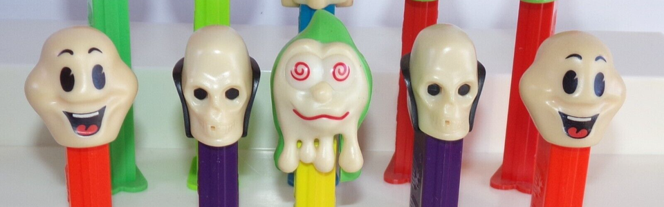 PEZ Halloween Witch Pumpkin Skull Ghost Neil Slimy Sid Happy Henry ...