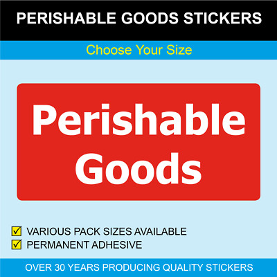 50 x 100mm Perishable Goods - Stickers / Labels - Bright Red - UK ...