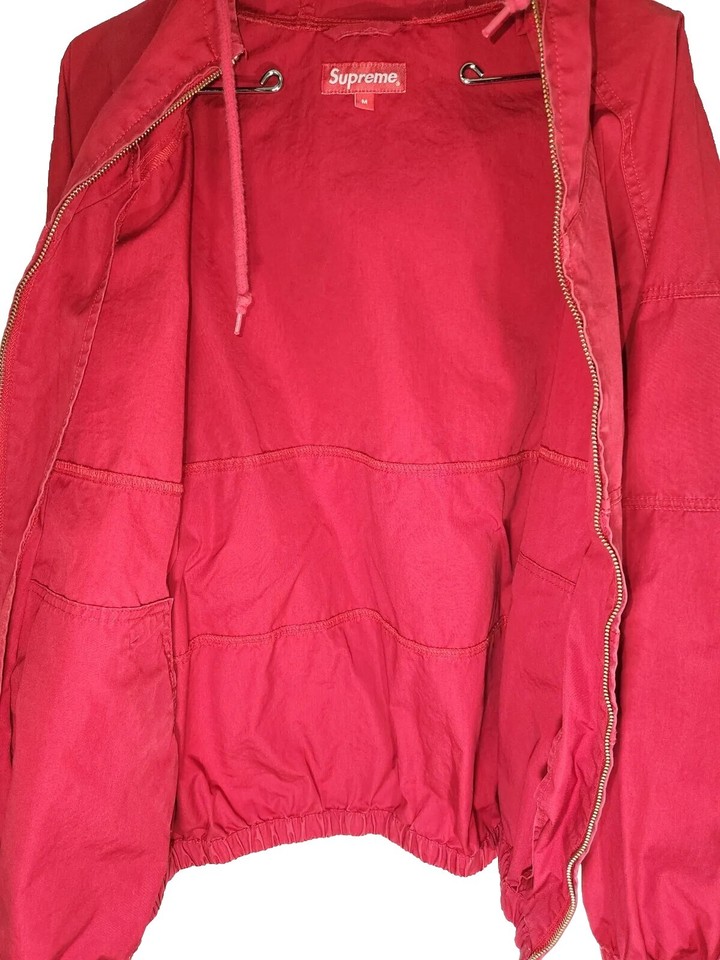 Supreme cotton hooded Raglan jacket Mens Medium Red Water Resistant ...