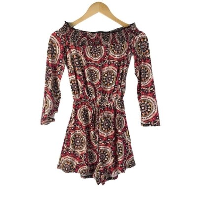 BeBop Brand Women Long Sleeve Boho Romper, Peach/Pink, M | eBay