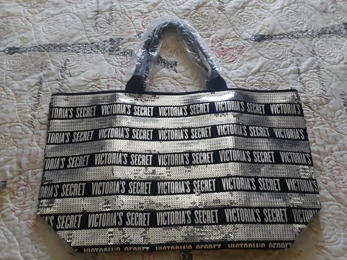 Victorias Secret - Overnight Tote Bag - Black and Silver Sequin | eBay