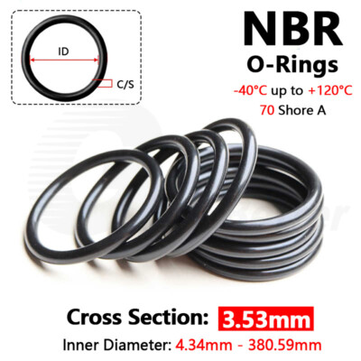 3.53mm Cross Section O-Ring NBR 70 Nitrile Rubber Oil Resistant Seals 4 ...