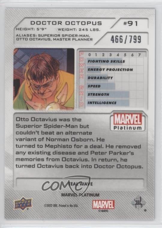 2023 Upper Deck Marvel Platinum Teal Wave 466/799 Dr Octopus Doctor #91 ...