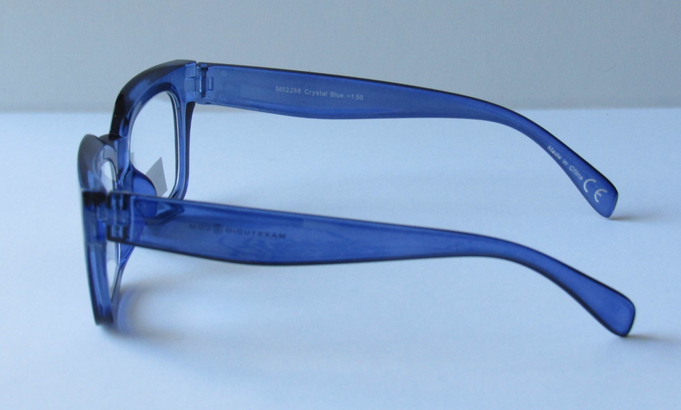 MAX STUDIO Crystal Blue Square Frame Reading Reader Glasses +1.50 NEW ...