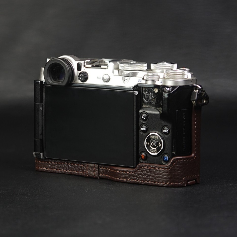 Genuine Real Leather Half Camera Case Bag Cover For Olympus PEN-F M43 ...