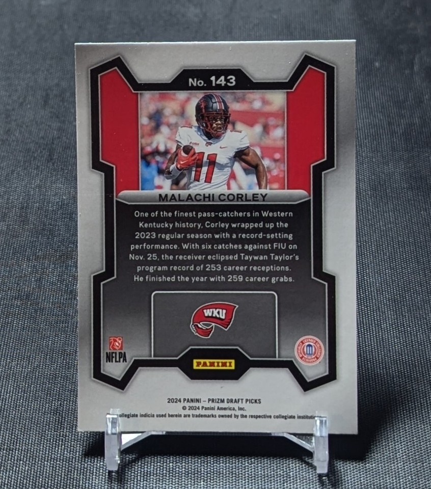 Malachi Corley Rookie RC 2024 Prizm Draft Picks Card #143 Hilltoppers ...