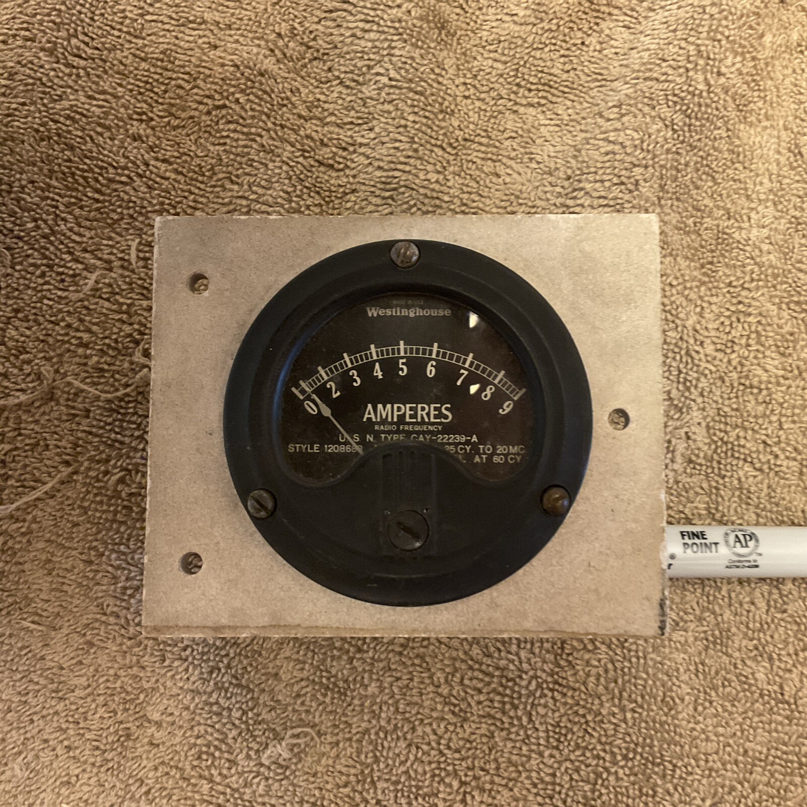 VTG Radio Frequency Panel Meter Westinghouse U. S. Navy Amperes 0-9 ...