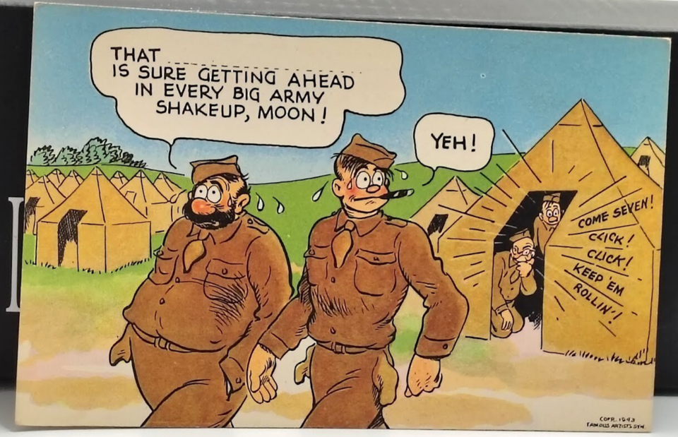 PC ~ 2 WW2 Humor Funny Comic Soldier Postcards ~ Copr 1943 Famous ...