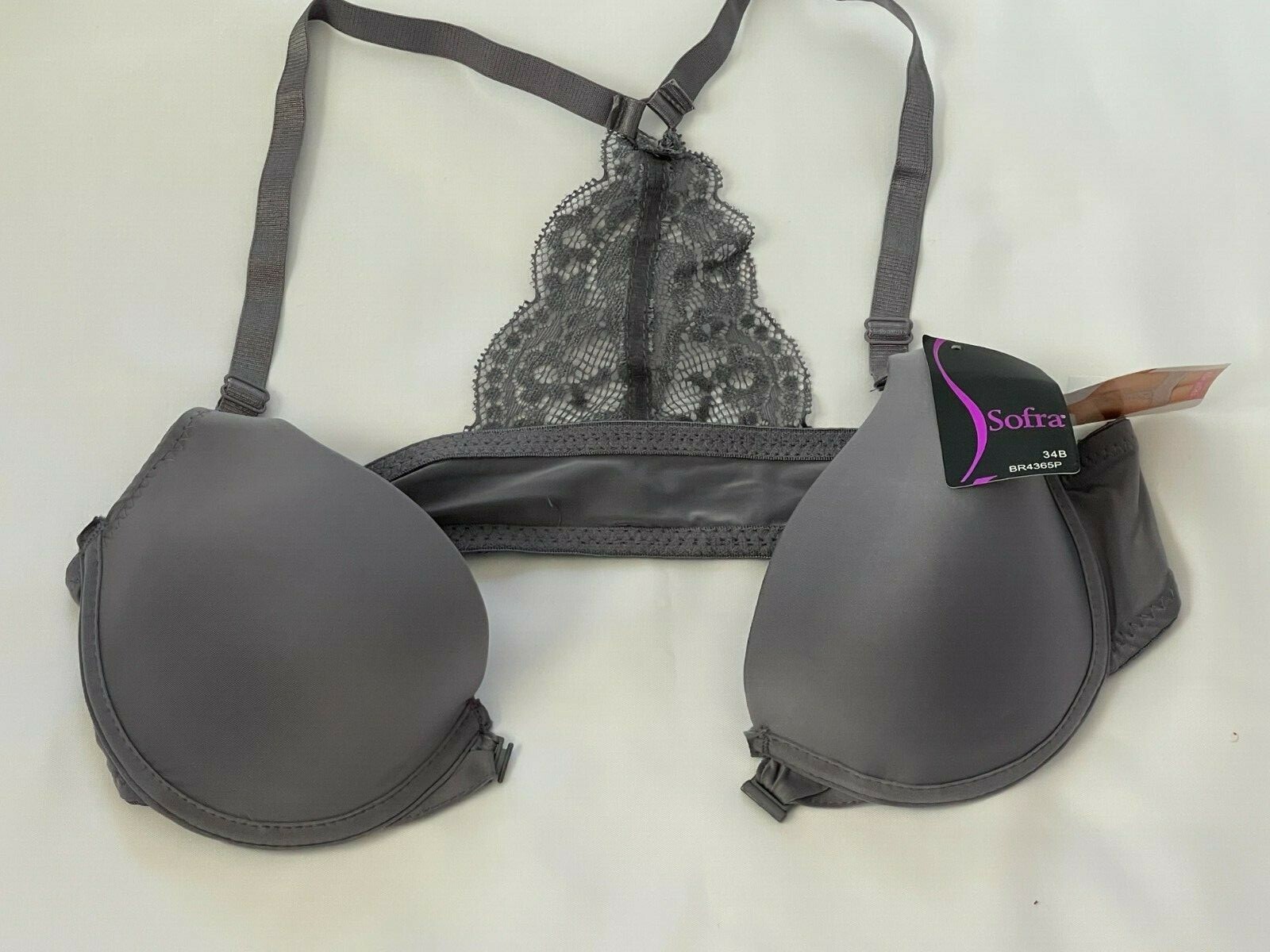 3-6 Bras T-Shirt Racer Back Soft Lace Open Front No padding Underwire ...