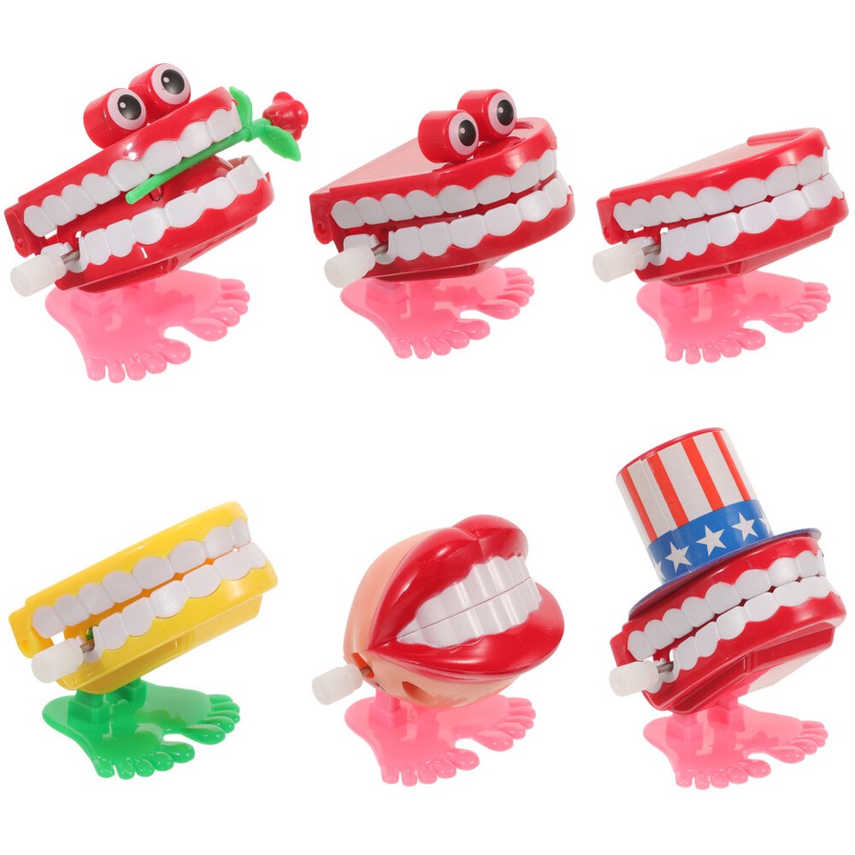 6 Pcs Jumping Teeth Chattering Toys Clockwork Bag Stuffer Fake | eBay
