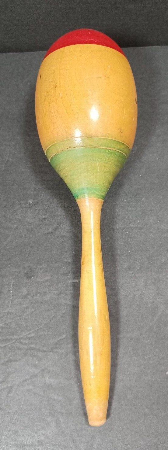 Vintage Wooden Hand Painted Single Maraca Musical Instrument Percussion ...