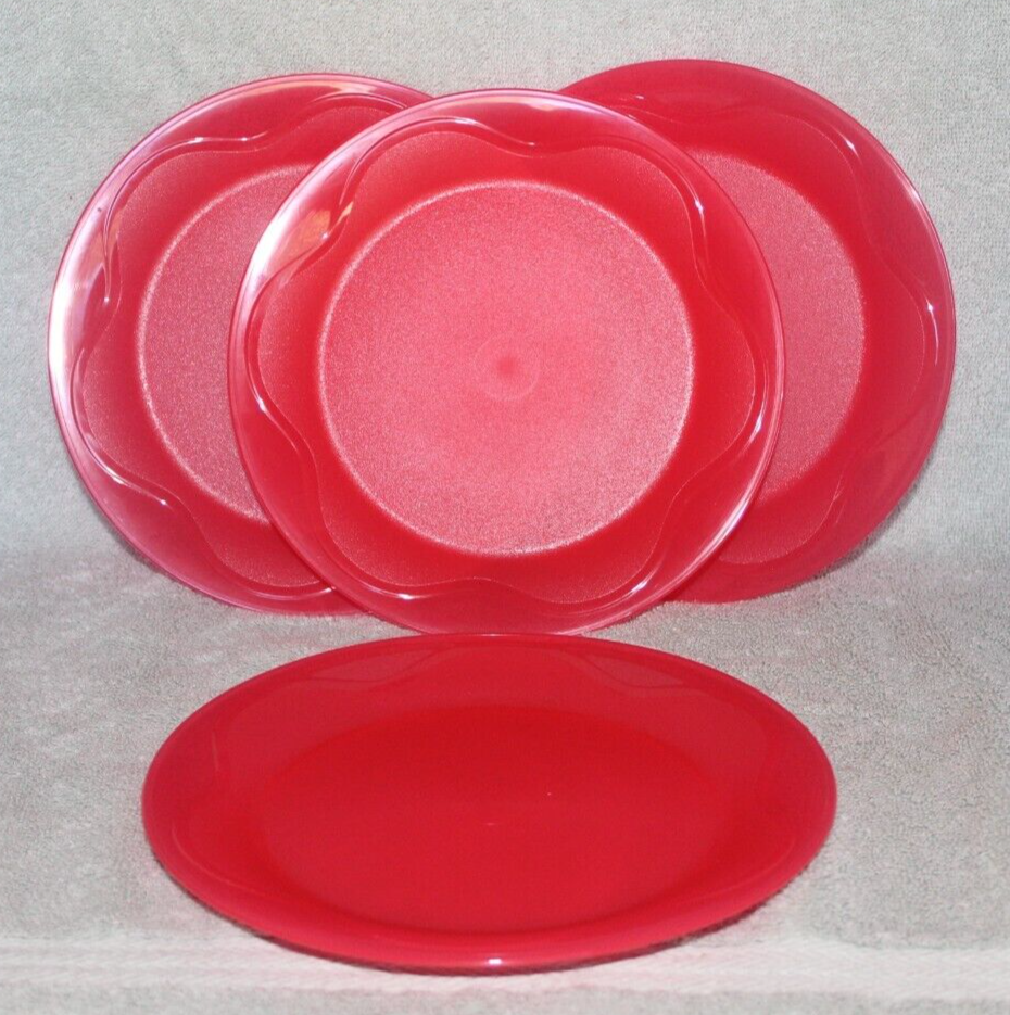 Tupperware OPEN HOUSE FLORESTA DESSERT SNACK PLATES Set of 4 ~ Red ~ 8 ...