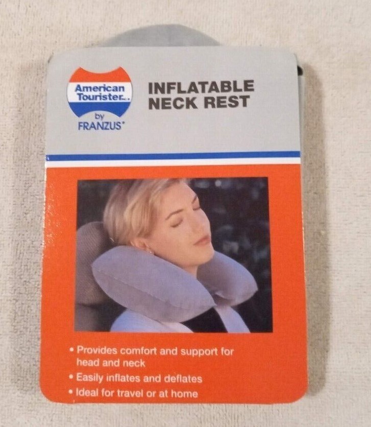 American Tourister Inflatable Neck Rest Travel Pillow Gray Soft ...