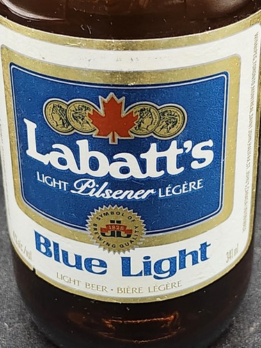 VINTAGE 80s LABATT'S BLUE LIGHT STUBBY BEER BOTTLE WITH CAP CANADIAN ...